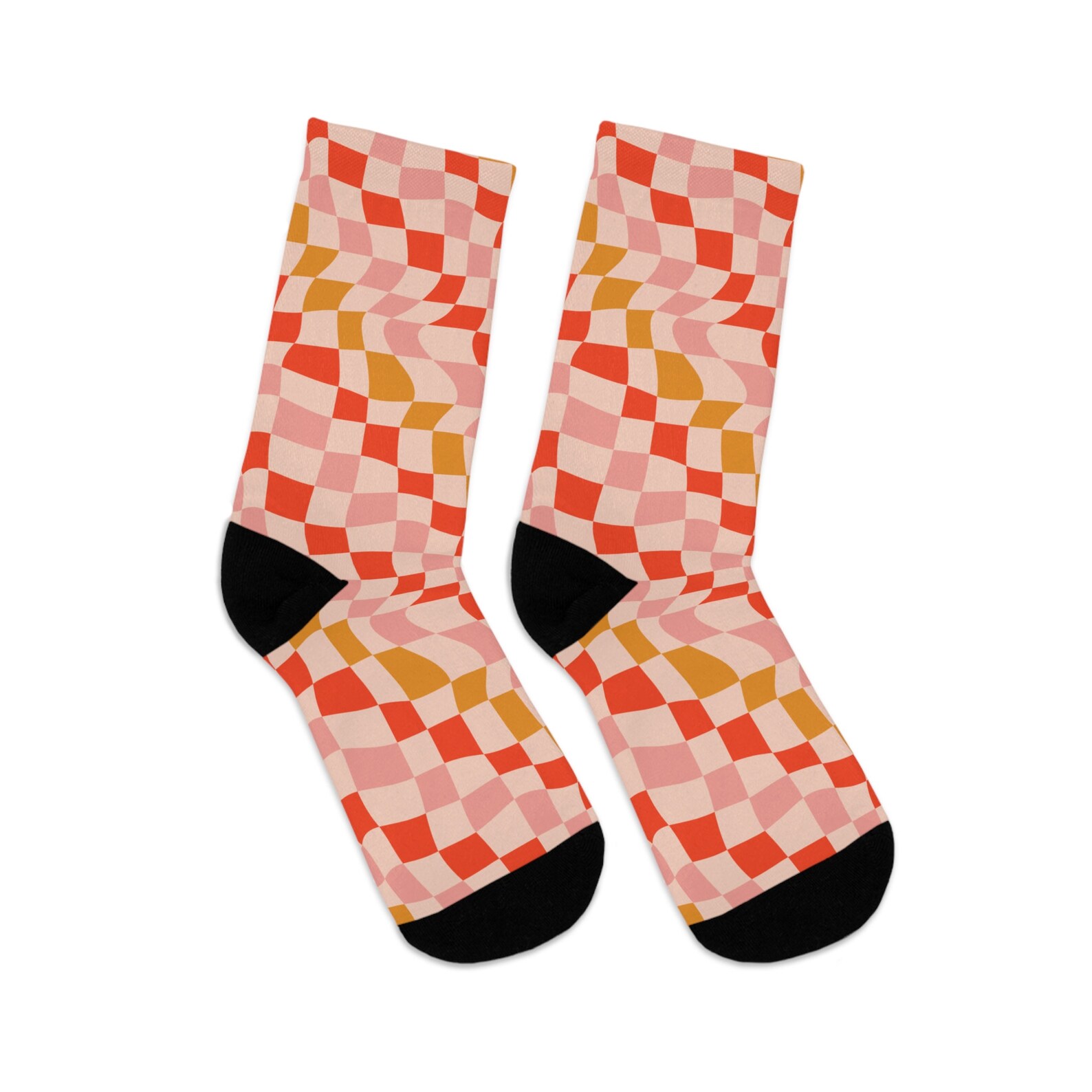 Checkered Recycled Socks Pink Gradient Socks Checkered Pattern ...