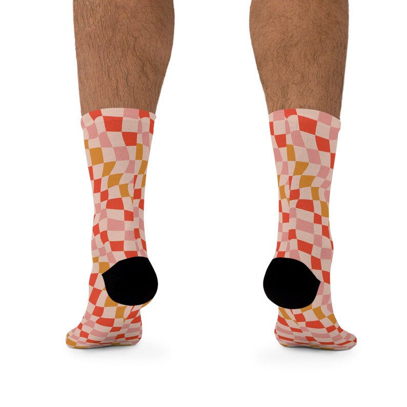 Checkered Recycled Socks Pink Gradient Socks Checkered Pattern ...