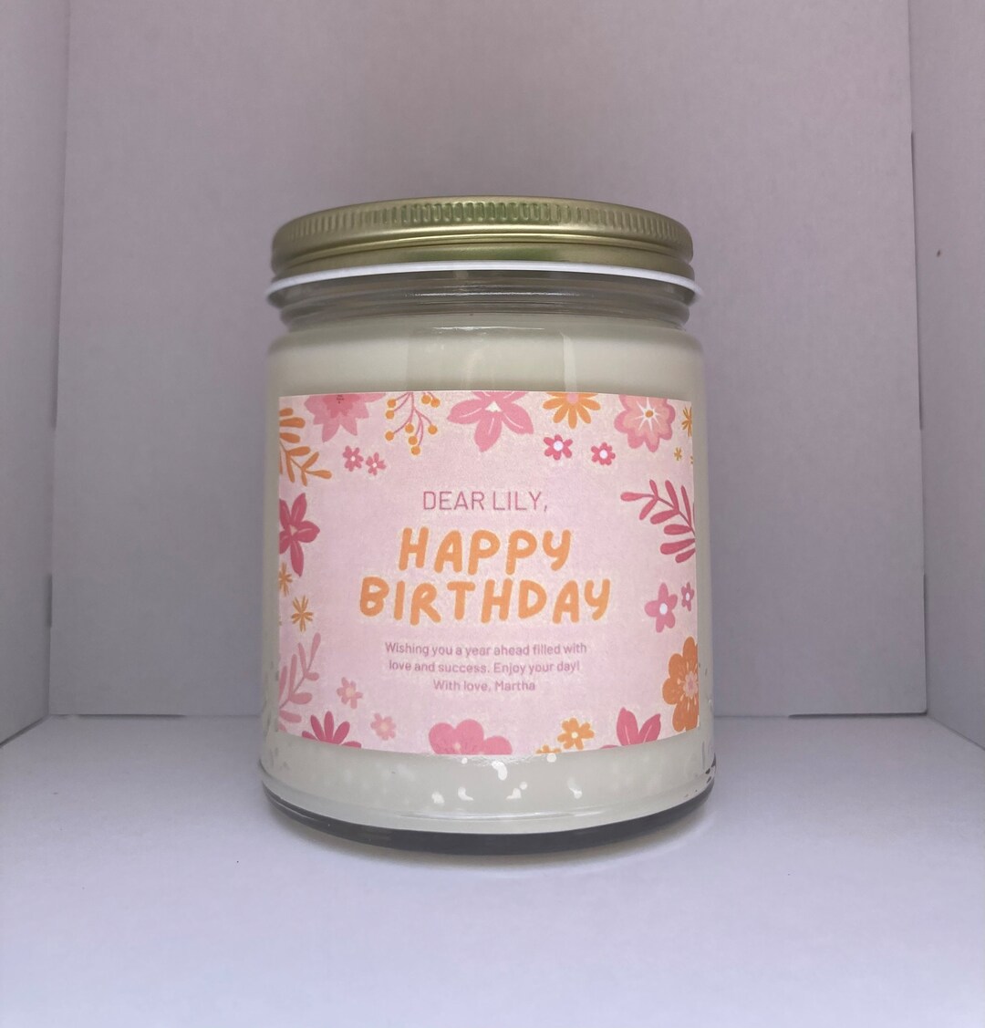 Happy Birthday Candle, Custom Birthday Candle Gift, Candle With ...
