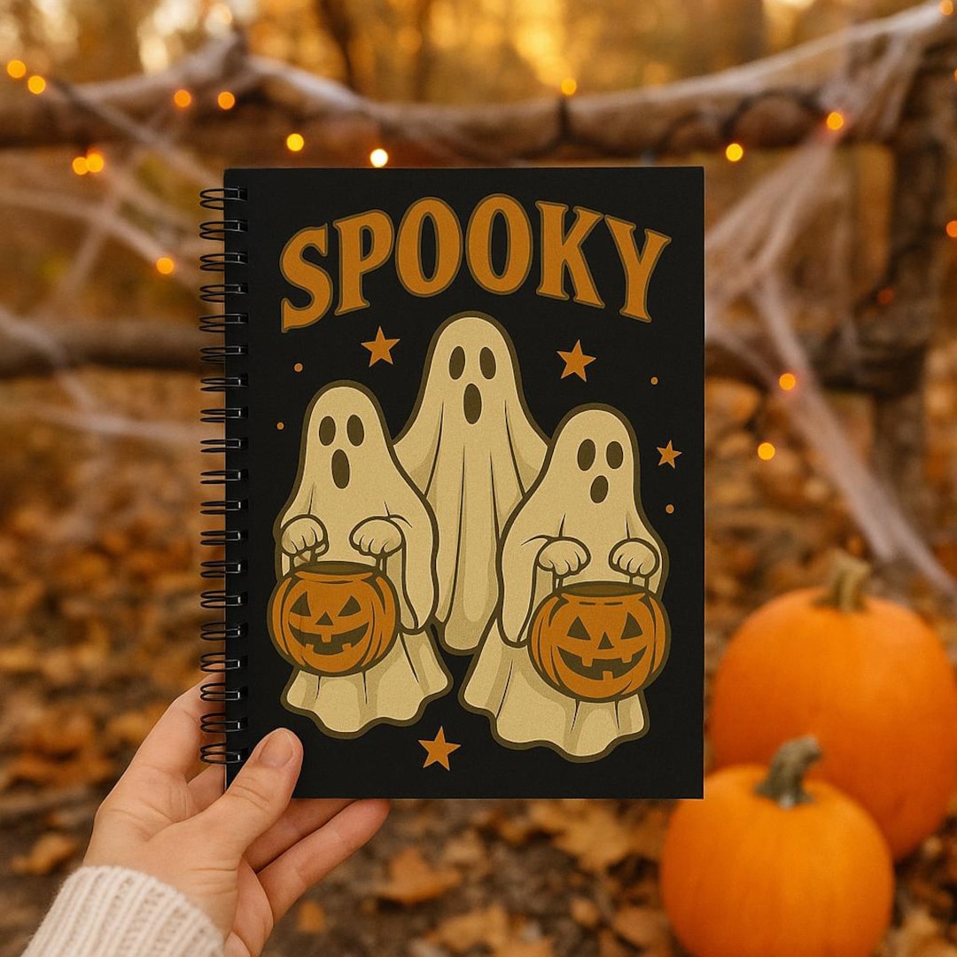 Spooky Ghosts Spiral Notebook, Vintage Halloween Stationery - Etsy