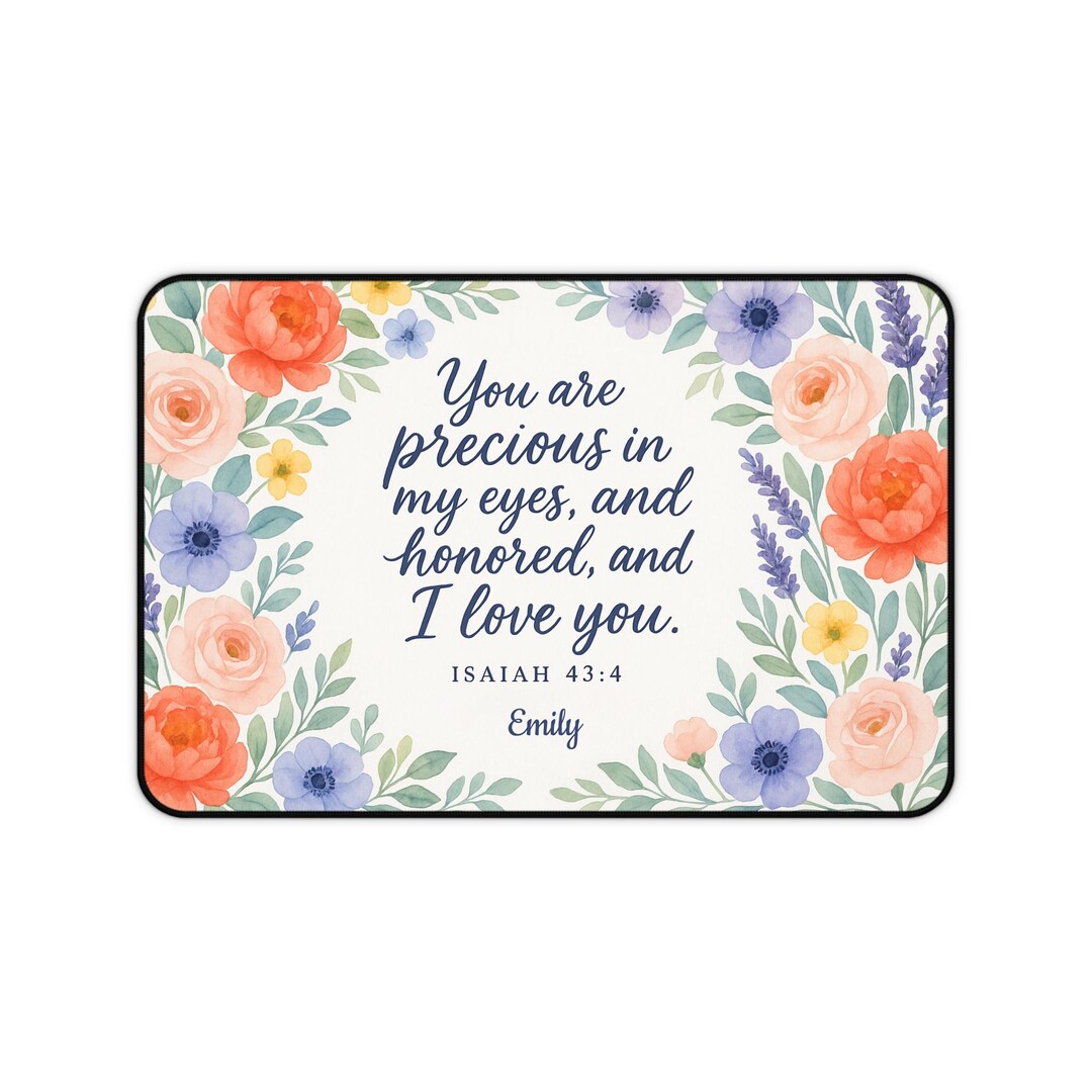 Bible Verse Desk Mat, Personalized Christian Gift for Her, Love, Isaiah ...
