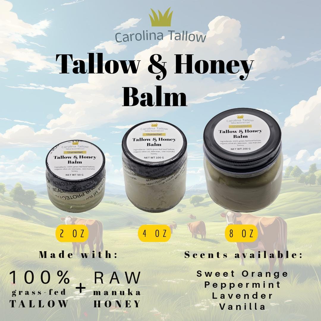 Tallow and Honey Balm (100% Grass-fed Tallow With Raw Manuka Honey) - Etsy