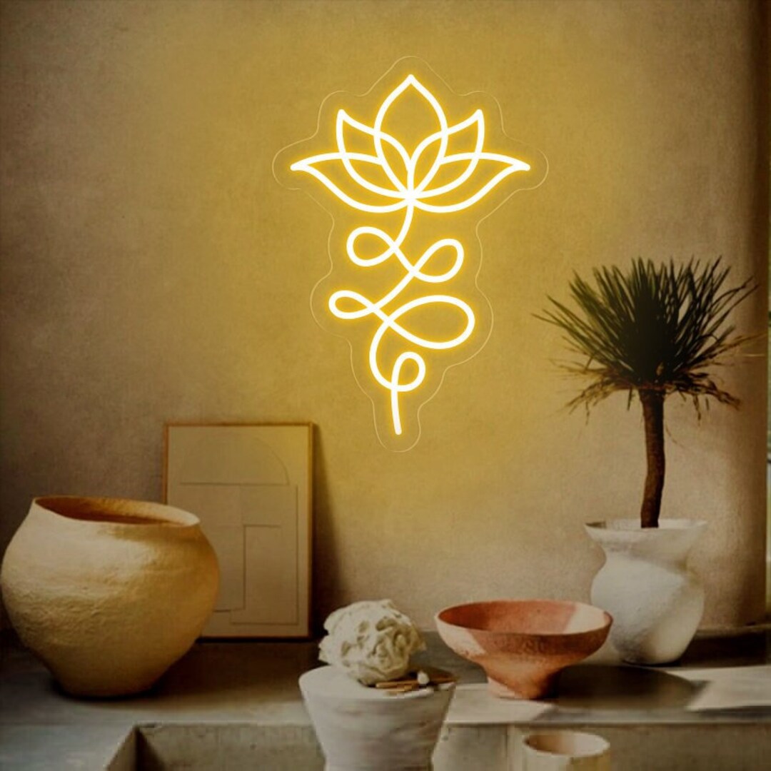 Unalome and Lotus Neon Sign, Lotus Flower, Buddhist Symbol, Spiritual ...