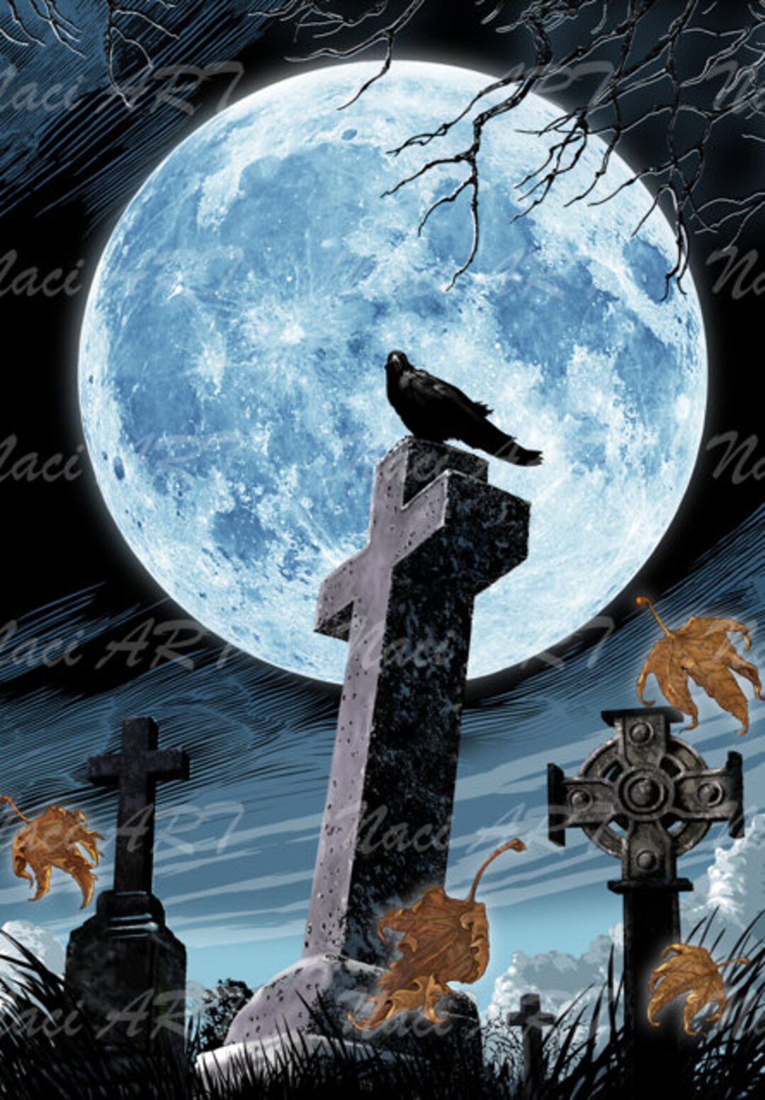 A Graveyard During a Blue Moon - Etsy