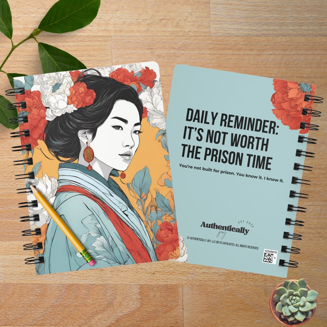 Spiral Notebook Asian Female Graphic Novel Illustration Notebook Floral ...