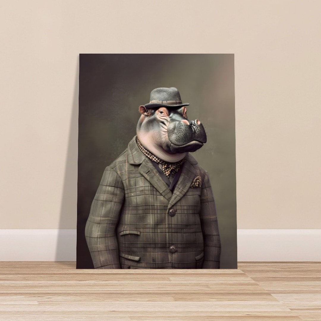 Mobster Hippo Poster or Canvas - Etsy