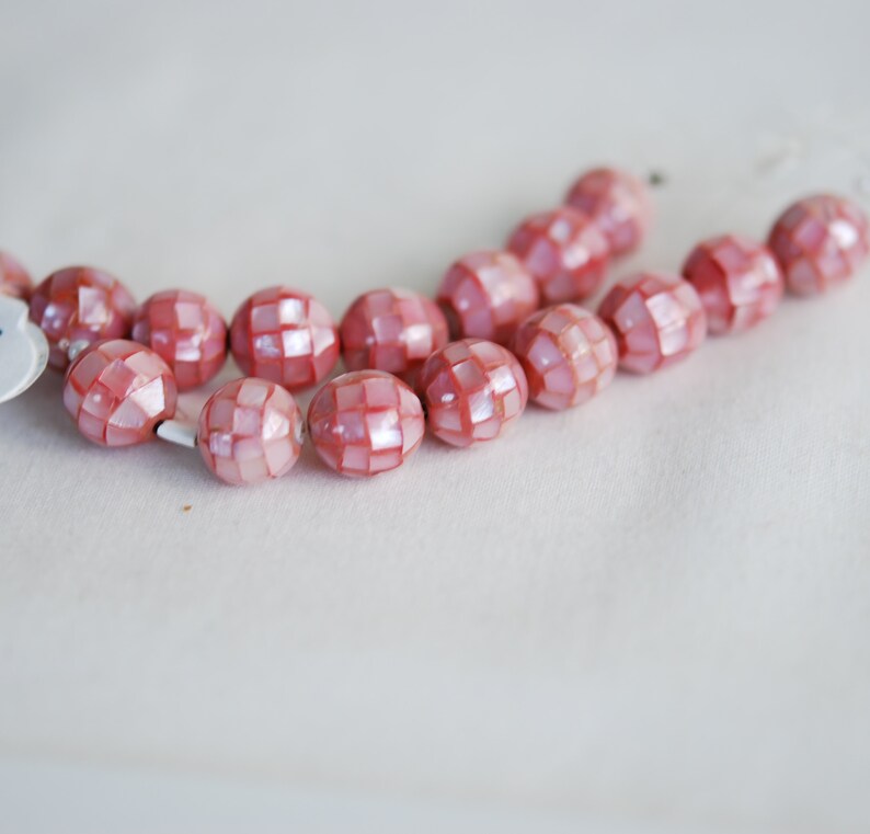 Mother of Pearl Beads Mosaic Ball Pink/seashell Beads/sea Shell Beads ...