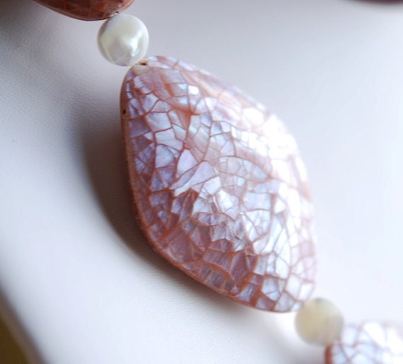 Rose Pink Shell Necklace/mother of Pearl Necklace/seashell - Etsy