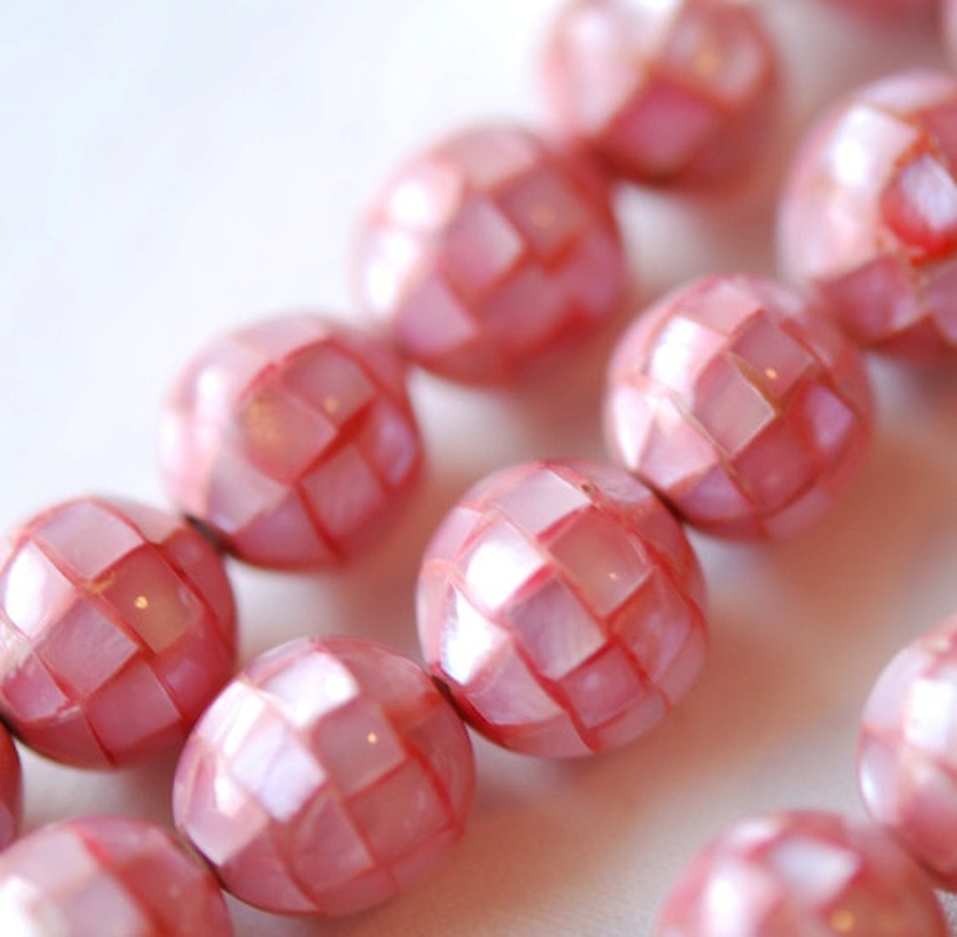 Mother of Pearl Beads Mosaic Ball Pink/seashell Beads/sea Shell Beads ...