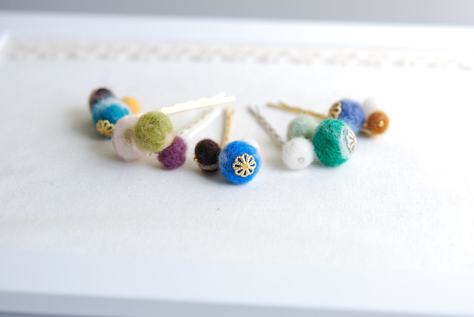 Cute Bobby Pin With Felt Ball/asian Hair Accessory/needle Felted Ball ...