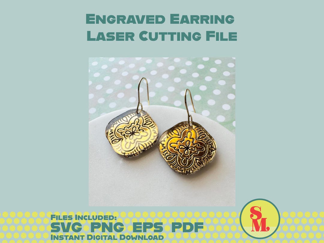 Modern Dangle Earring Laser Cut File – Engraved Mirror Acrylic SVG ...