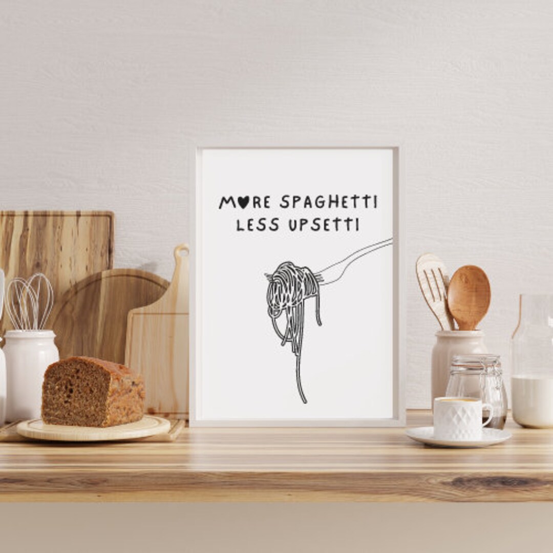 SPAGHETTI Print DIGITAL DOWNLOAD Printable Wall Art Wall Decor Minimal ...
