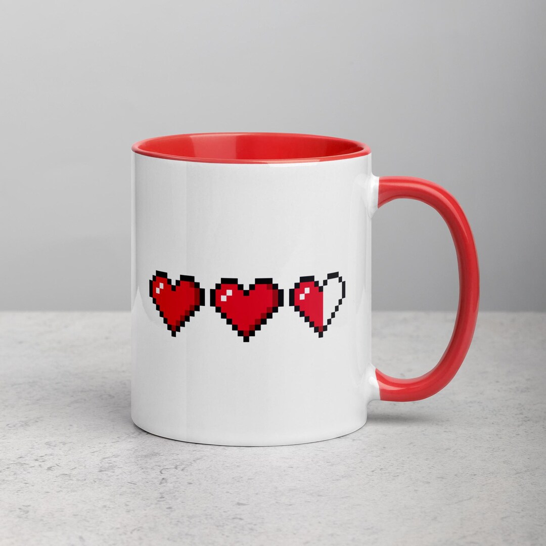 Pixel Art Mug, Heart, Retro Mug, Retro Cup, Colored Mug, Coffee Mug ...