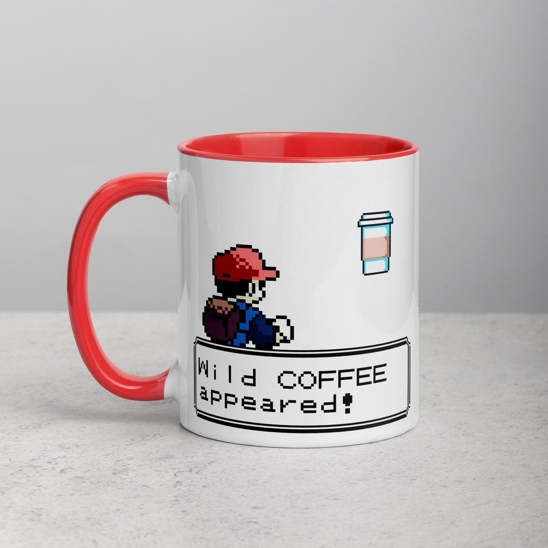 Retro Pixel Art Mug for Gamers, Pokemon Wild Coffee Appeared, Coffee ...