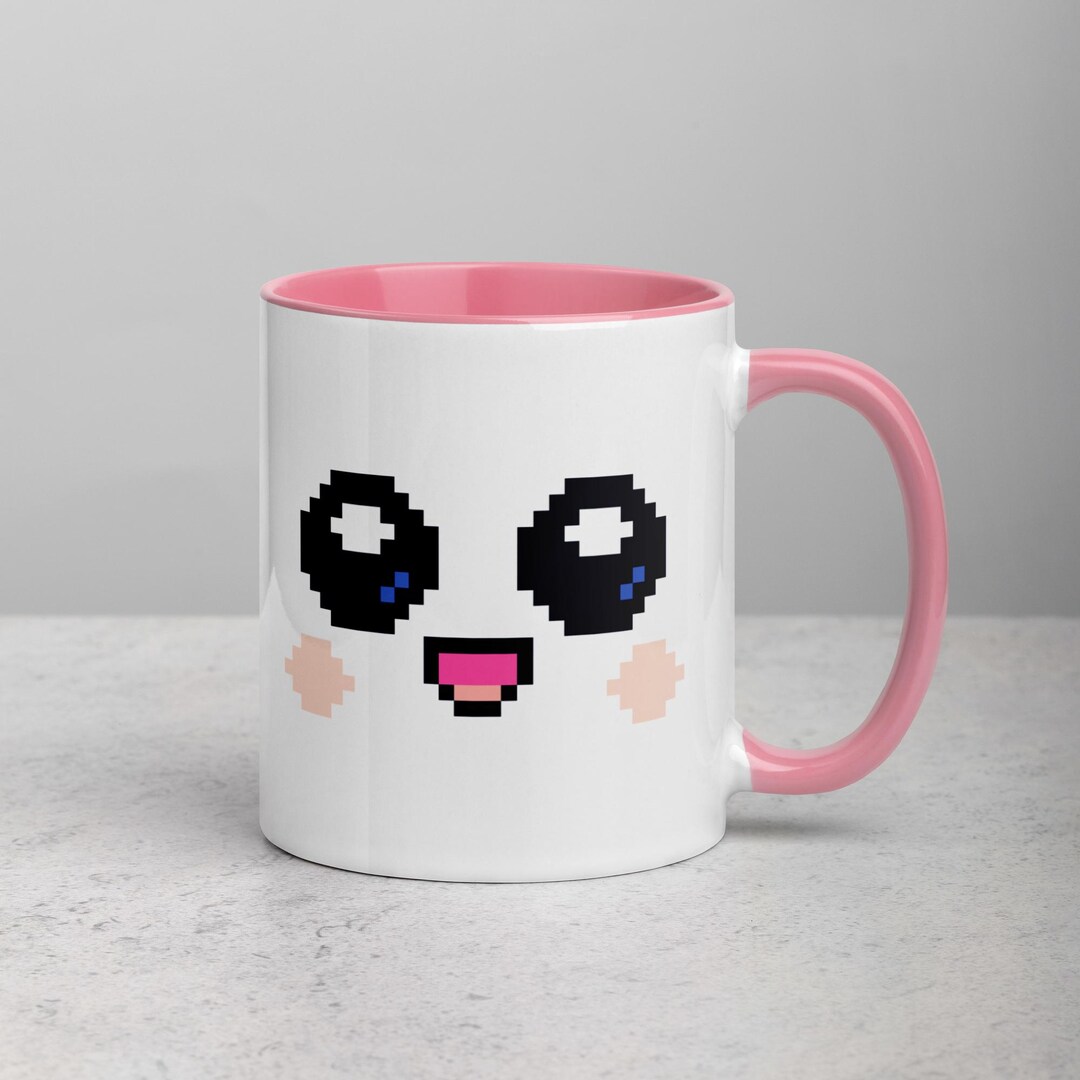 Pixel Art Mug, Cute Happy Emoji Anime Face, Retro Mug, Retro Cup ...