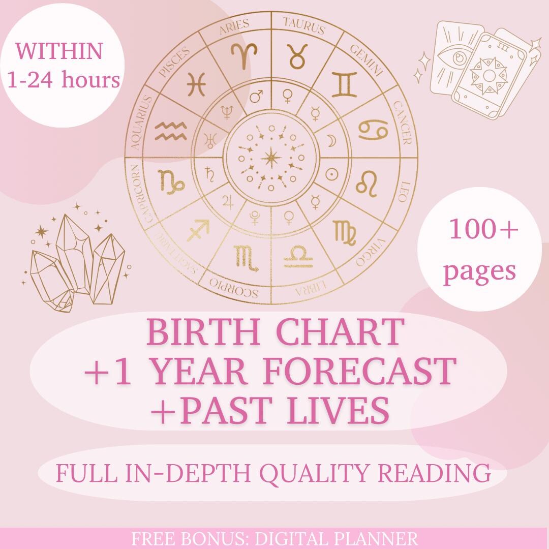 Birth Chart + 1 Year Forecast + Past Lives Report Astrology Readings ...