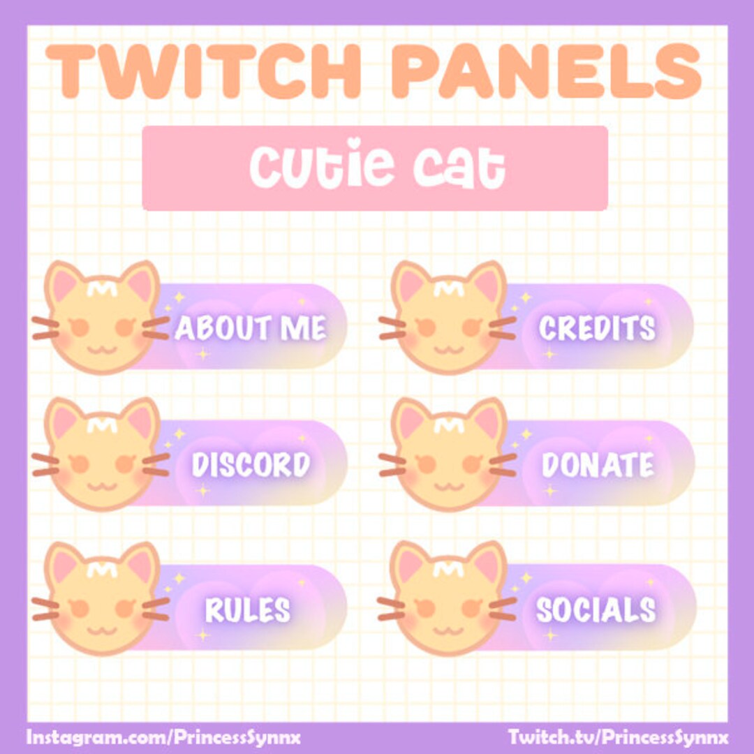 7x Cute Pastel Cat Panels for Twitch Streaming - Etsy