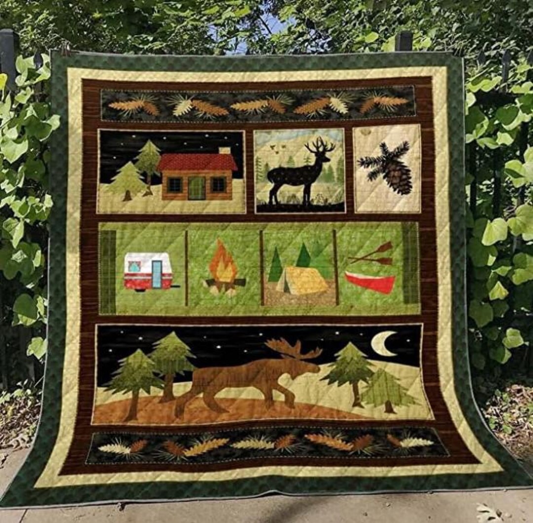 Camping on Forest All Season Quilts, Camping Throw Quilts, Camper Gift ...