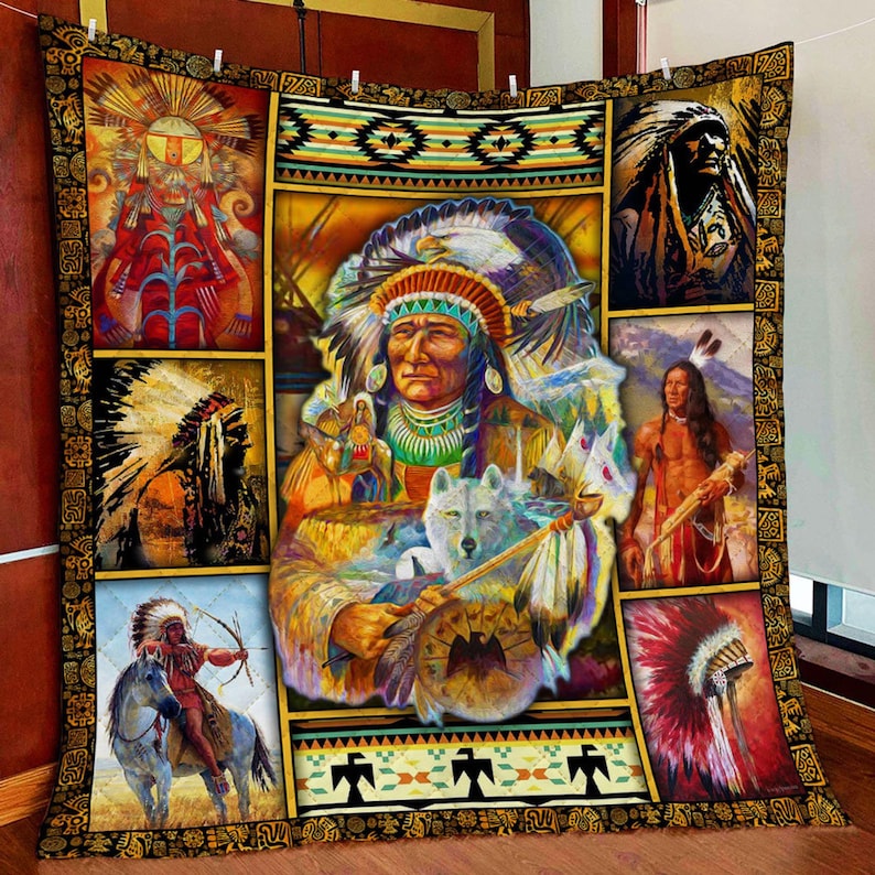 Native Tribes Quilt Native American Man Native Indian Quilt Cherokee ...