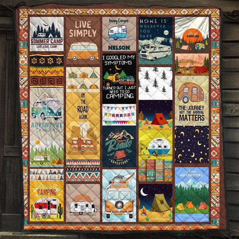 Into the Forest Mountains Camping Quilt All Season, Camping Throw ...