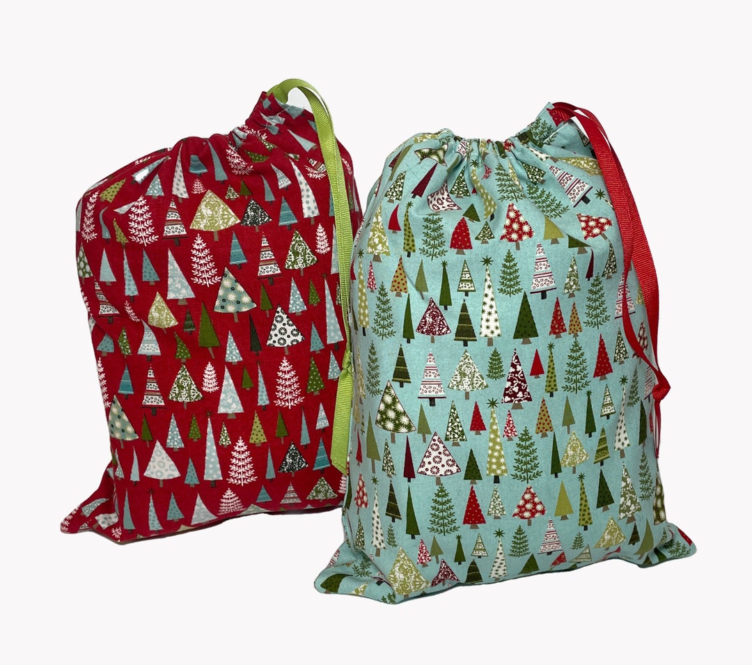 Reusable Fabric Christmas Gift Bag With Drawstring, Cloth Gift Bag ...