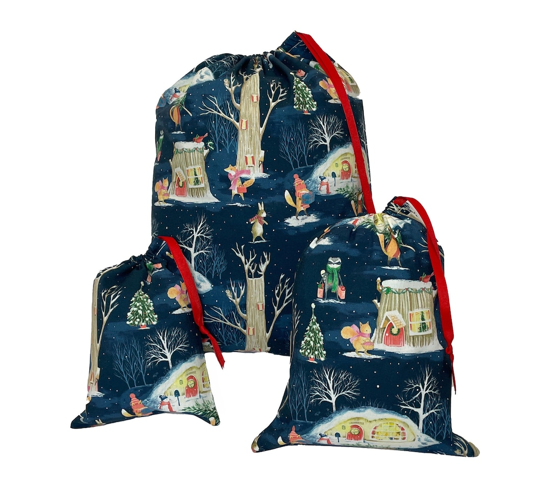 Reusable Fabric Gift Bag, Christmas Cloth Gift Bag, Christmas Gift Wrap ...