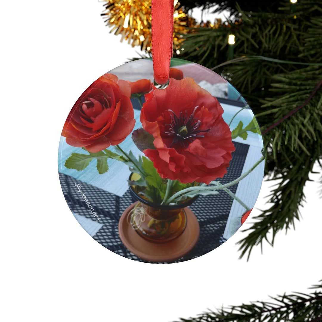 Red Desert Flowers Acrylic Ornament by Jilly Jesson - Etsy