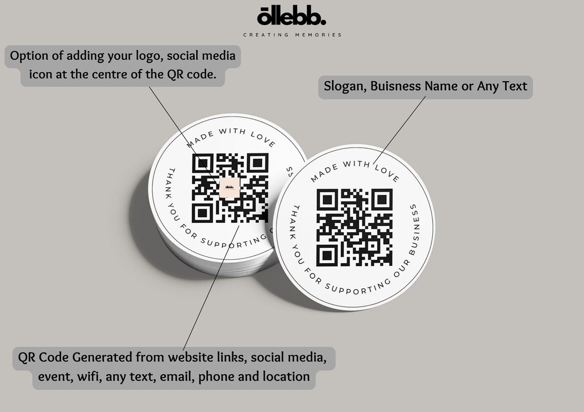 Personalised QR Code Stickers Package Brand Name Stickers Sheet, Custom ...