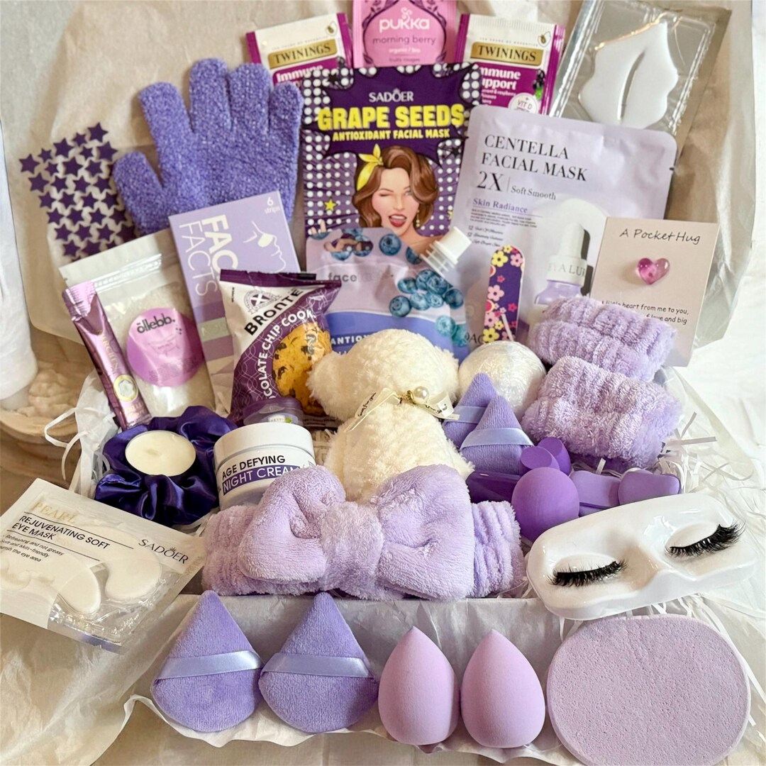 Personalised Purple Hug in a Box - Spa Pamper Hamper – Relaxation Gift ...