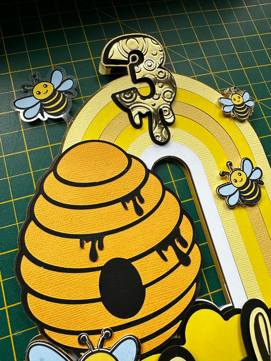 Bumble Bee Honeybee Honeycomb Birthday Cake Topper Bee Cake Topper ...
