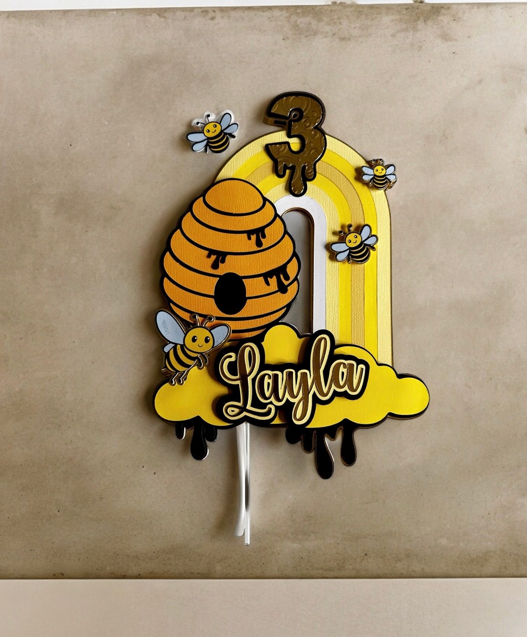 Bumble Bee Honeybee Honeycomb Birthday Cake Topper Bee Cake Topper ...