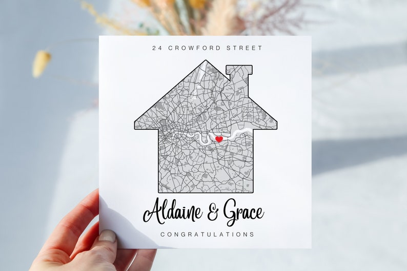 Personalised New Home Map Card Happy New Home Card Congratulations on ...