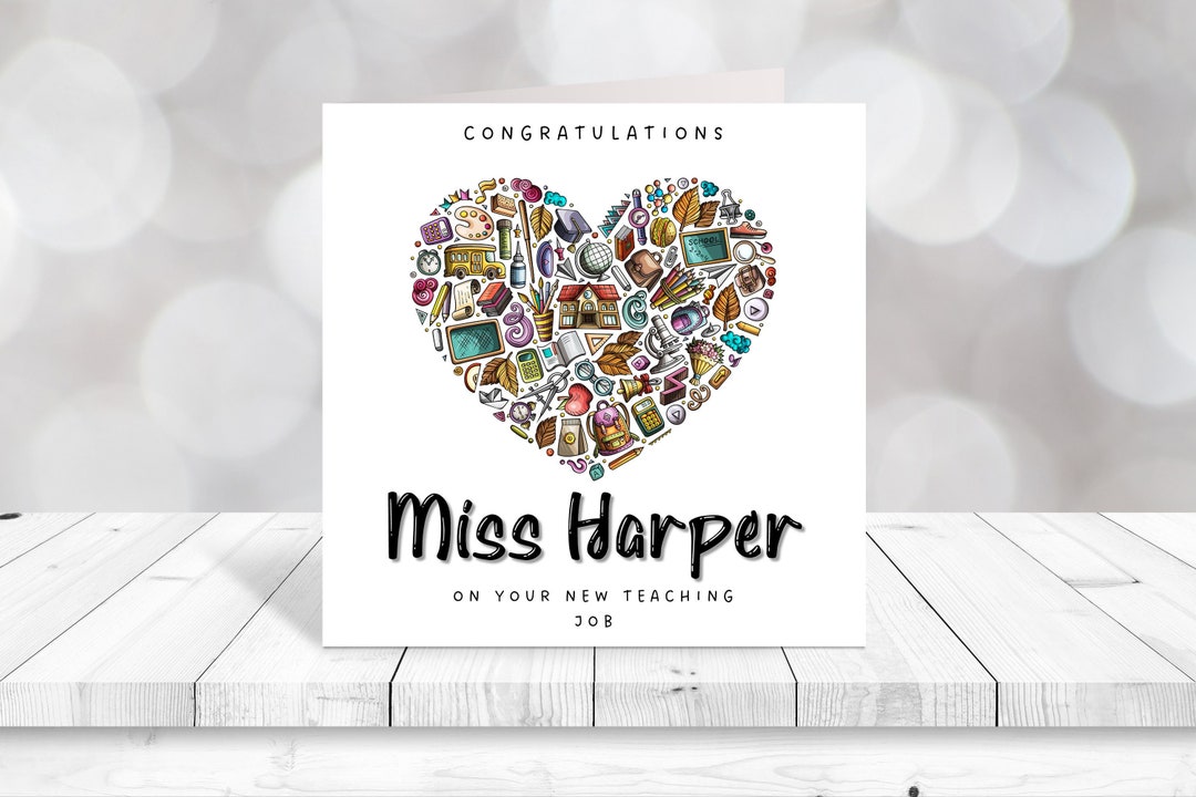 Love Heart School Personalised Student Card Congratulations New Teacher ...