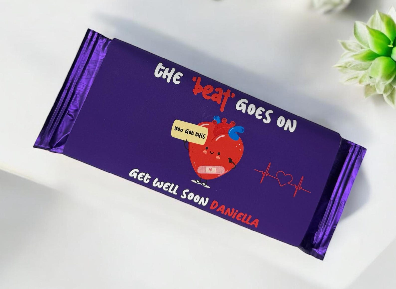 Personalised Chocolate Get Well Soon Heart Card Heart Surgery Heart ...