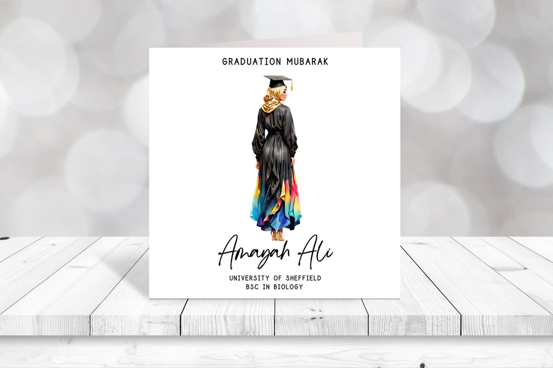 Muslim Girl With Hijab Graduation Card Islamic Gifts Muslim Graduate ...