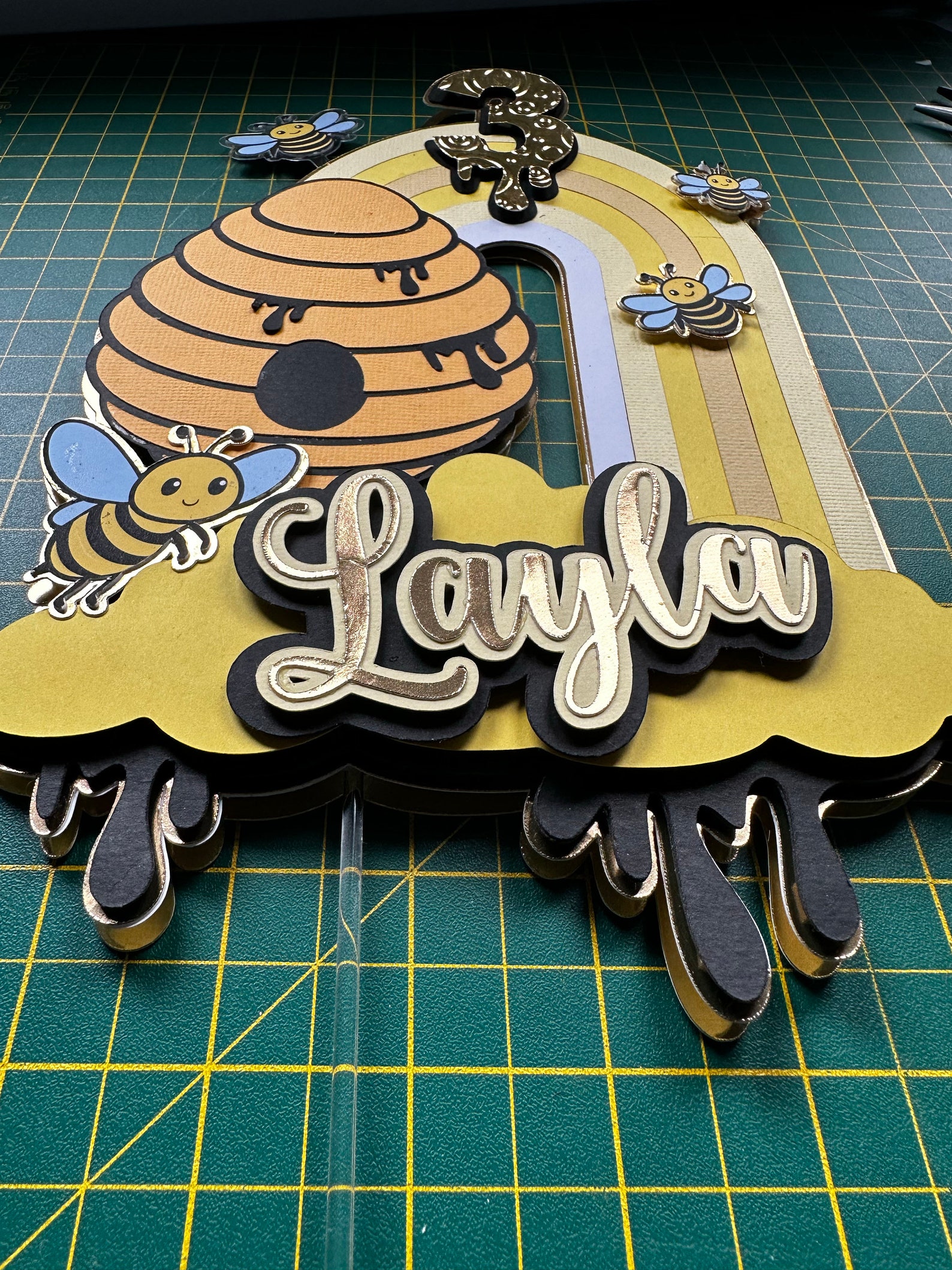 Bumble Bee Honeybee Honeycomb Birthday Cake Topper Bee Cake Topper ...