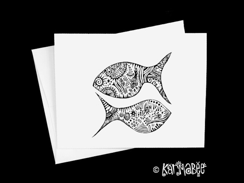 Fish Note Card Pisces Notecard - Etsy