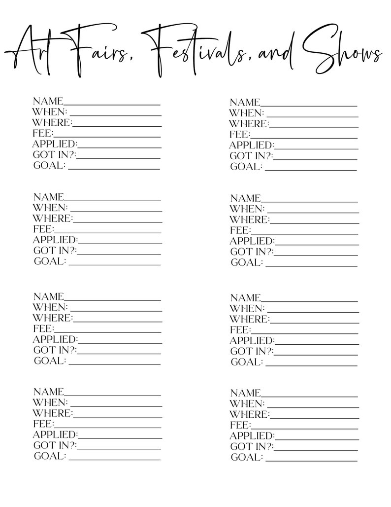 Craft Fair Planner | Art Show Organizer Checklist | Craft Show Review ...