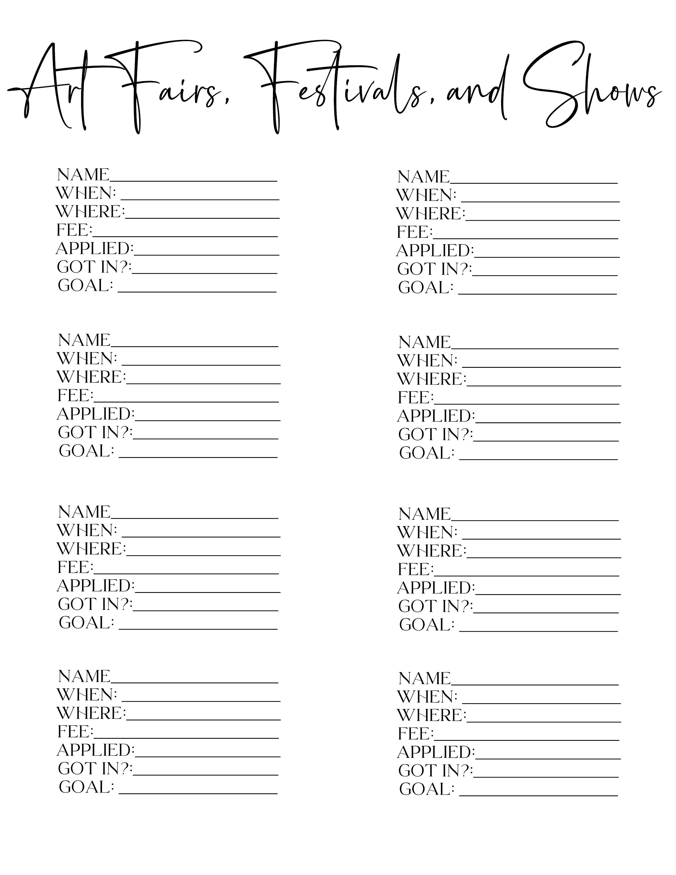 Craft Fair Planner | Art Show Organizer Checklist | Craft Show Review ...