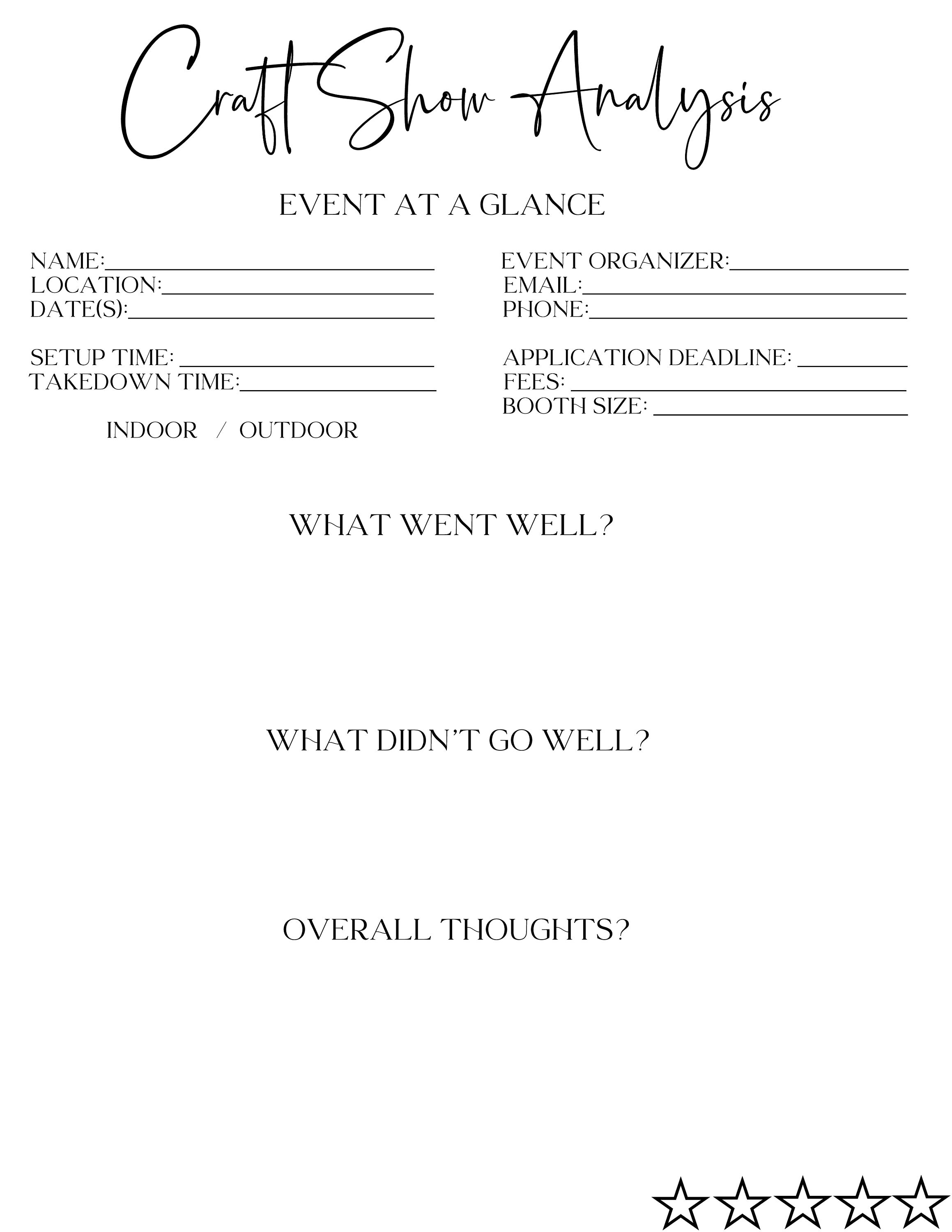 Craft Fair Planner | Art Show Organizer Checklist | Craft Show Review ...