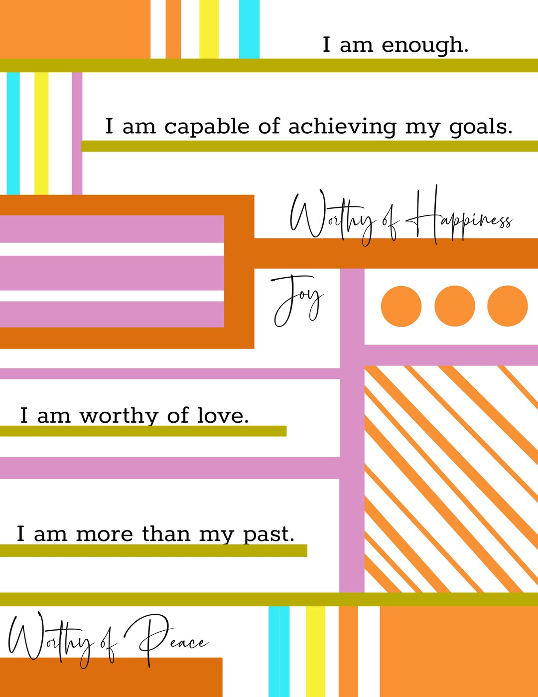 Positive Affirmations Modern Art | DIGITAL DOWNLOAD | Printable Wall ...