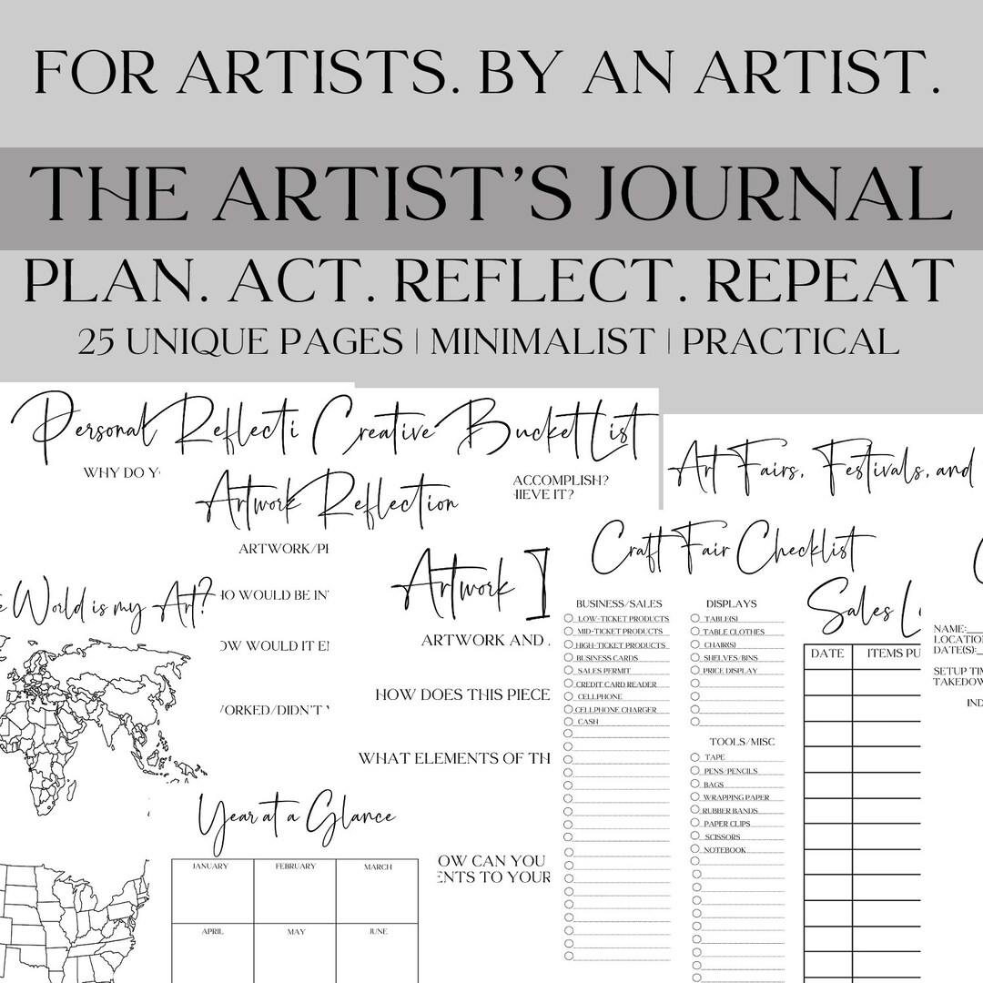 Artist Planner and Reflection Printable Journal | Craft Fair Checklist ...