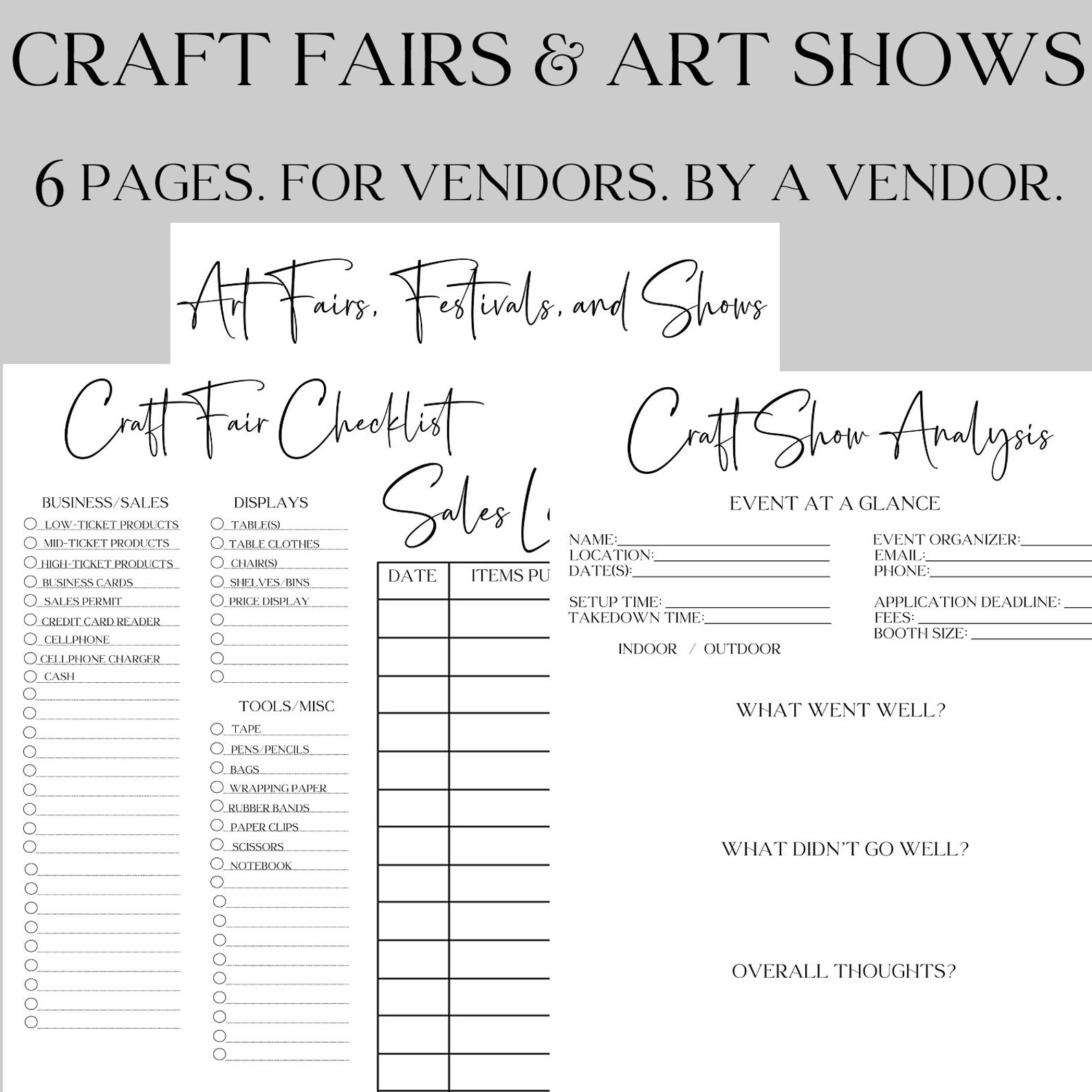 Craft Fair Planner | Art Show Organizer Checklist | Craft Show Review ...