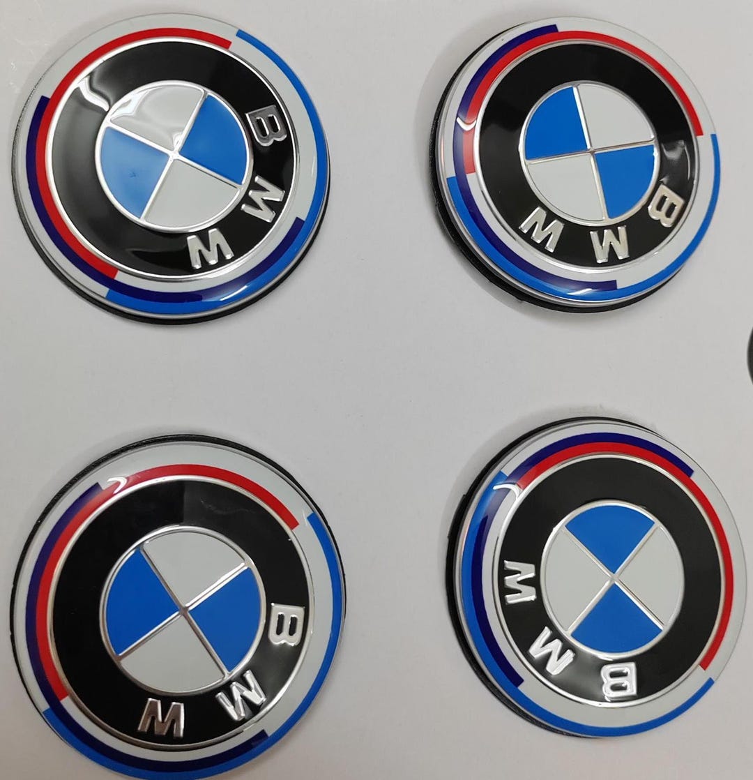 FLOATING BMW Center Caps Rare 50th Anniversary, Carbon Fiber, 56mm 68mm ...
