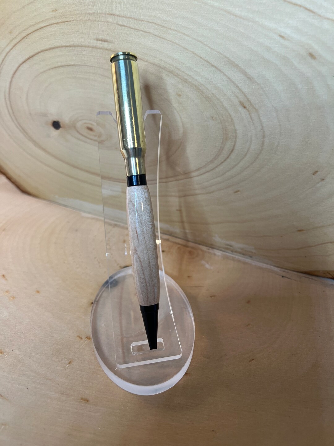 308 Shell Casing Twist Pen With Black Fittings and Wormy Ambrosia Wood ...