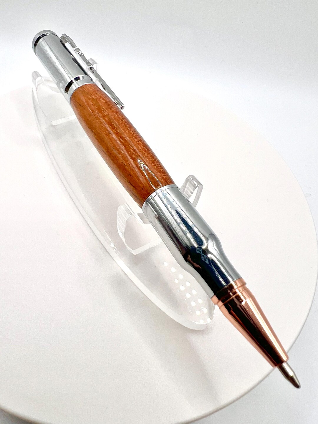 A 30 Caliber Bolt Action Ballpoint Pen With Chrome Fittings and Jatoba ...