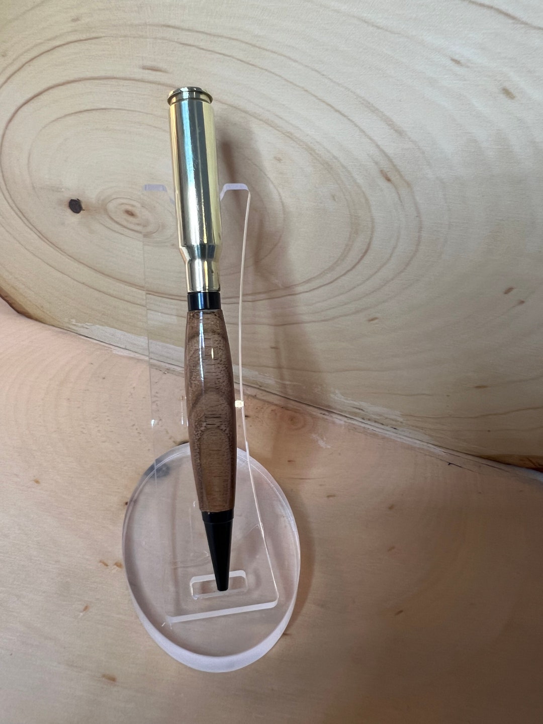 308 Caliber Shell Casing Twist Pen With Black Fittings and Bacote Wood ...