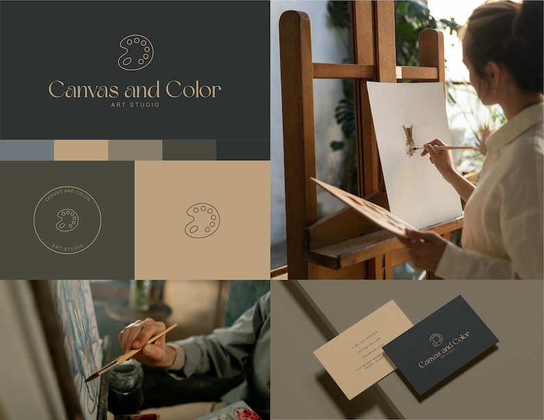 Premade Branding Kit, Painter Logo Kit, Artistic Design Package, Icon ...