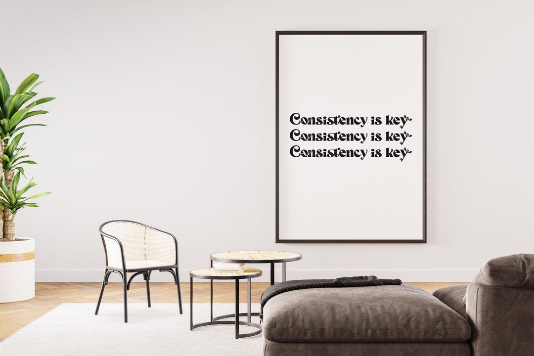 Consistency is Key Motivational Digital Poster, Minimalist Black and ...