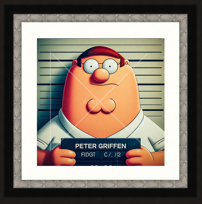 Peter Griffin Police Mug Shot, Family Guy Digital Art, Funny, Bathroom ...